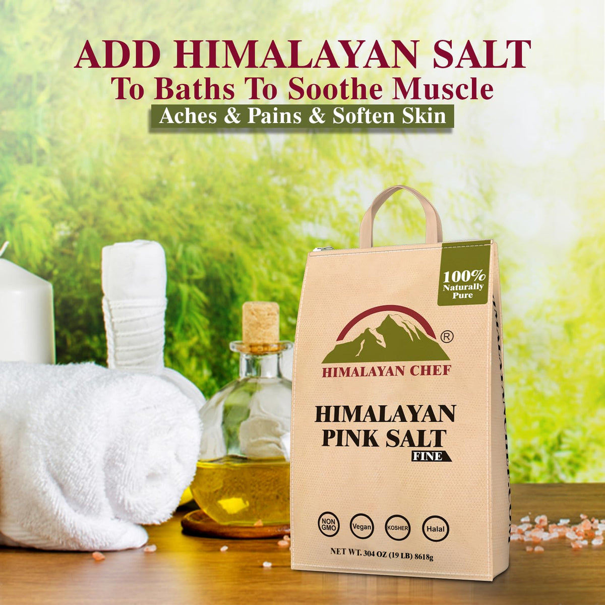 Himalayan Chef Pink Salt Fine - 19 lbs Bag – HIMALAYAN CHEF USA